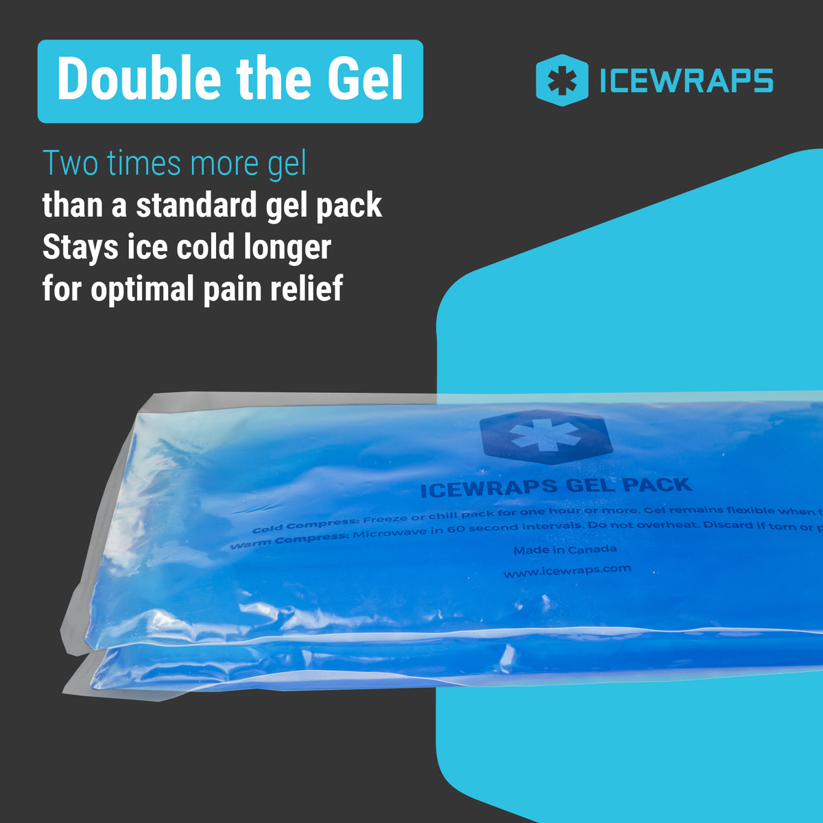 ICEWRAPS 6”x12” Reusable Gel Ice Packs - Hot Cold Compress for Injurie ...