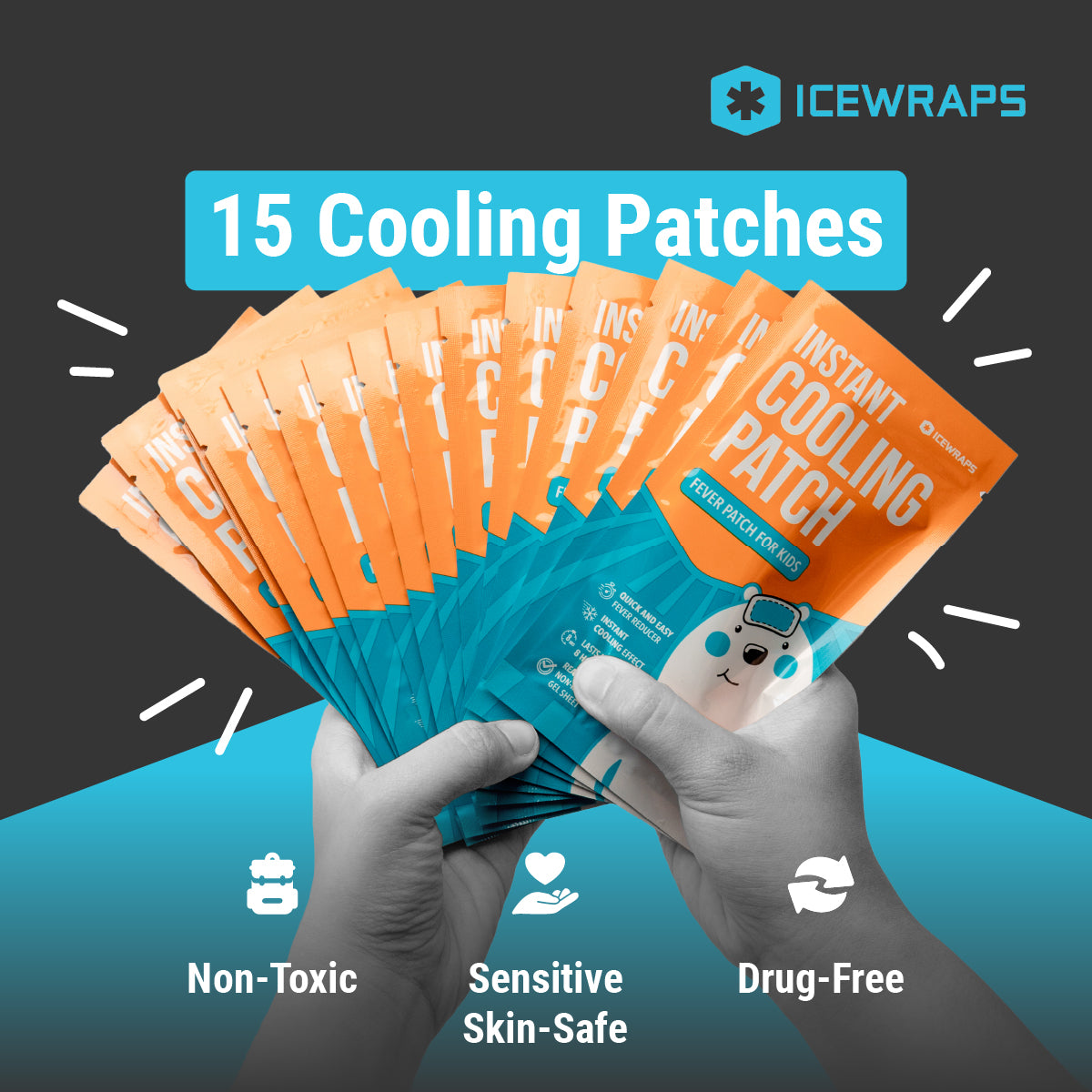 ICEWRAPS Cooling Patches for Kids | Kids Fever Stickers | Cooling Comf ...