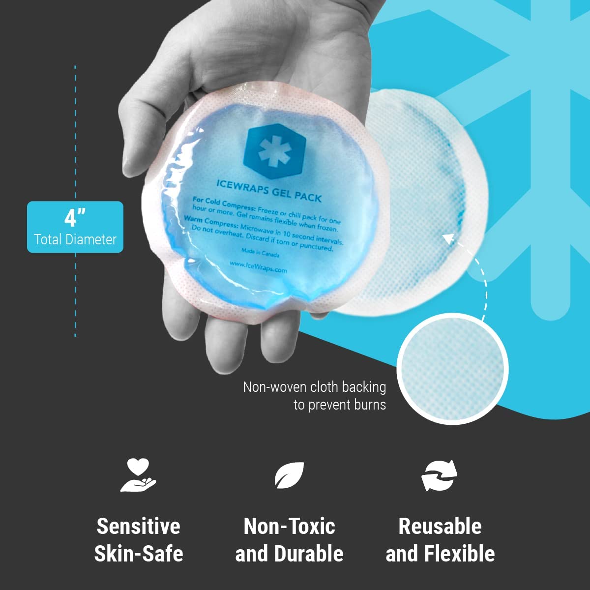 Round Gel Pack Reusable Hot or Cold Ice Pack - IceWraps